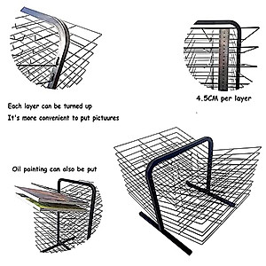 DONGYUE 20 Layers Drying Rack, Back-to-Back Double-Sided Art Drying Rack, with 20 Wire Shelves for Works of Art, Black Powder Coated Finish, Ideal for Schools and Art Clubs,