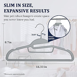 Flysums Plastic Hangers, 50 Pack Coat Hangers Rubber Coated Clothes Hangers with Non-Slip Design, Ultra Slim & Heavy Duty Suit Hangers, Space Saving Hangers for Closet (Gray- S Shaped)