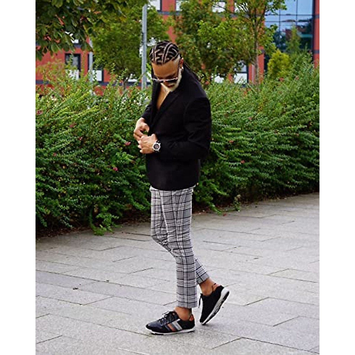 AX BOXING Mens Lace Up PU Leather Sneakers - Breathable and Comfortable Casual Walking Shoes(Black, Size_10)