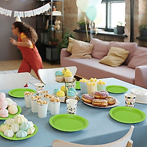 QZYL 50 PCS Disposable Plates Lime Green, 7" Bulk Paper Plates, Dessert Plates Disposable, Heavy Duty Paper Plates, Party Dinnerware for Green Party Theme Wedding Bridal Birthday Party Decorations