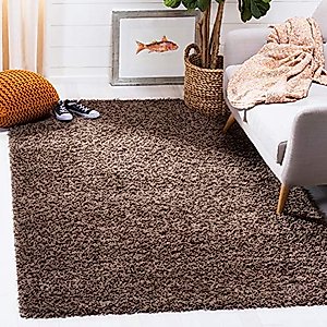 SAFAVIEH Athens Shag Collection 8' x 10' Taupe SGA119T Non-Shedding Living Room Bedroom Dining Room Entryway Plush 1.5-inch Thick Area Rug
