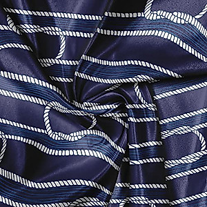 Ambesonne Navy Blue Fabric by The Yard, Marine Inspired Pattern Knots Aquatic Composition Abstract Ornamental, Decorative Satin Fabric for Home Textiles and Crafts, Dark Blue White