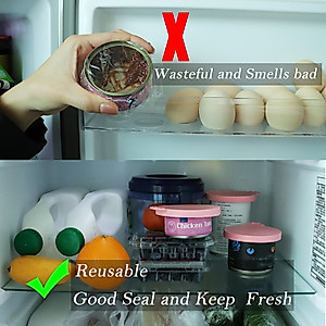 DORUI 3 Pcs Pet Food Can Lids & One Can Spoon | Cute Paw Shape Opener Spatula Cat Wet Food Spoon | Universal BPA Free Silicone Can Spoon & Covers for Dog Cat Cans(Pink)