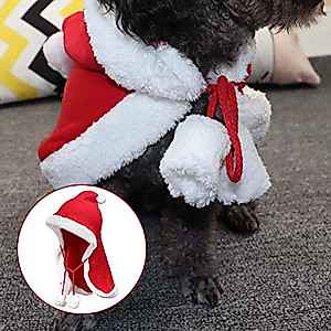 LIYJTK Winter pet New Year's cat and Dog Clothes Costumes Christmas red Cape with hat New Year's Small red Cape Warm Funny pet Dress up Puppy Kitten pet Clothes(M)