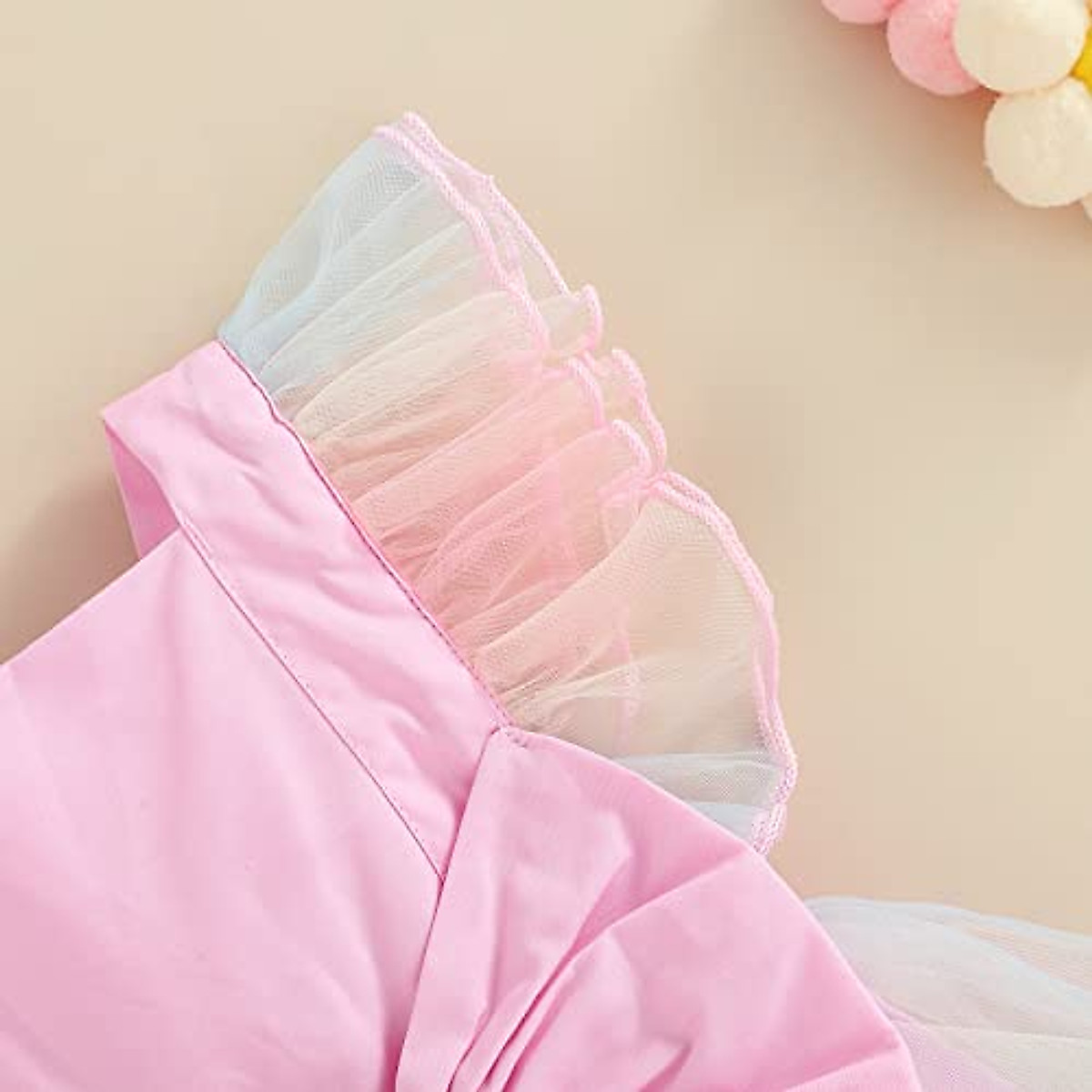 Mubineo Baby Girl Ruffle Rainbow Tulle Tutu Bowknot Princess Romper Dress (Pink, 18-24 Months)