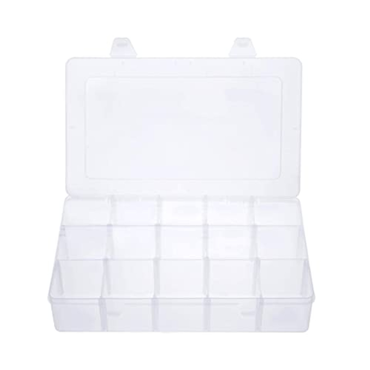Havamoasa Jewelry Thread Box Embroidery Clear Plastic Storage Case Organizer Container with Removable Dividers-15 Grid