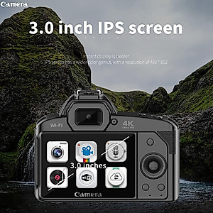 4K Digital Camera 3 ' LCD 64MP 16X Zoom 120° Wide Angle Lens WiFi Digital Camera with Night Vision, Macro Optical Tech and Full Kits, 128GB SD (not Included) Fit for Teens & Adult