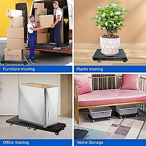 Baxeo Furniture Dolly, Moving Dolly Cart Furniture Mover, Interlocking Small Flat Dollies with 4 Wheels, 440 Lbs Capacity, 2 Pack, Black (16.3 x11 inch Each Count)