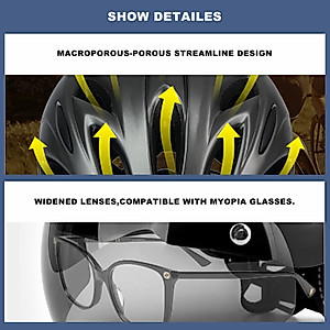 Bike Helmet for Men Women Bicycle Helmet with Removable Visor & Magnetic Goggles Adjustable Size Safety Breathable Mountain & Road Bicycle Helmets Adult Cycling Helmets with Taillight (White)