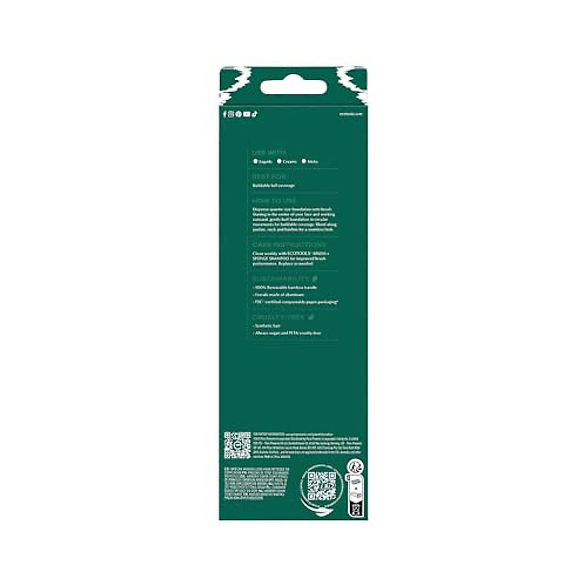 EcoTools Wonder Cover Complexion Brush, Makeup Brush For Flawless Foundation Application & Blending, Full Coverage Base Brush, Eco-Friendly, Synthetic Bristles, Cruelty-Free, 1 Count