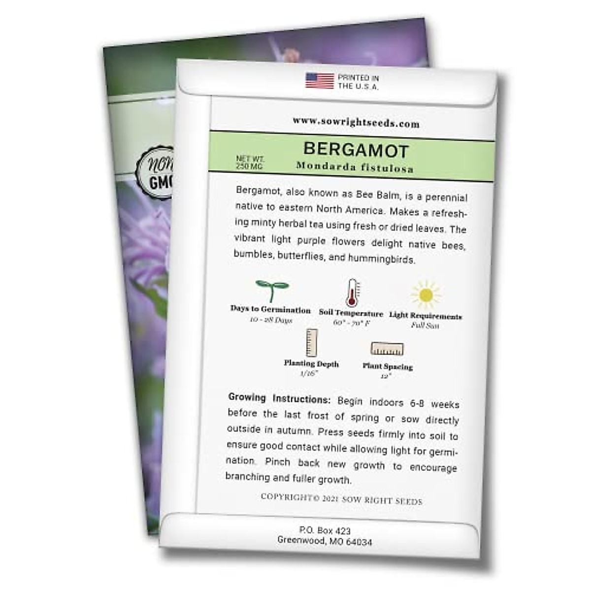 Sow Right Seeds - Bergamot (Bee Balm) Flower Seeds for Planting - Beautiful Flowers to Plant in Your Home Garden - Non-GMO Heirloom Seeds - Wildflower Attracts Pollinators - Great Gardening Gift