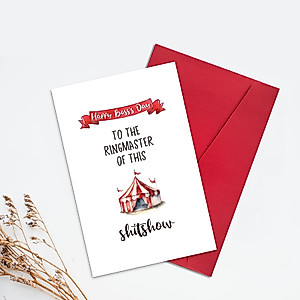 Ogeby Funny Boss’s Day Card Gifts for Boss Women Men, Cute Boss Day Card for Him Her, Boss Appreciation Card from Employee Staff, Ringmaster of This Shitshow