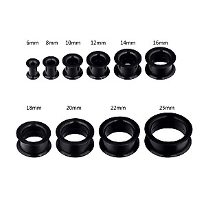 Oyaface 2PCS Black Hard Silicone Flexible Ear Skin Tunnels Expanders Gauges Hollow Sturdy Body Piercing 25mm(1")
