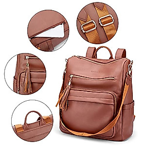 Oyifan Womens Leather Backpack Purse Bookbag Purse Anti-theft Travel Backpack Convertible Handbag