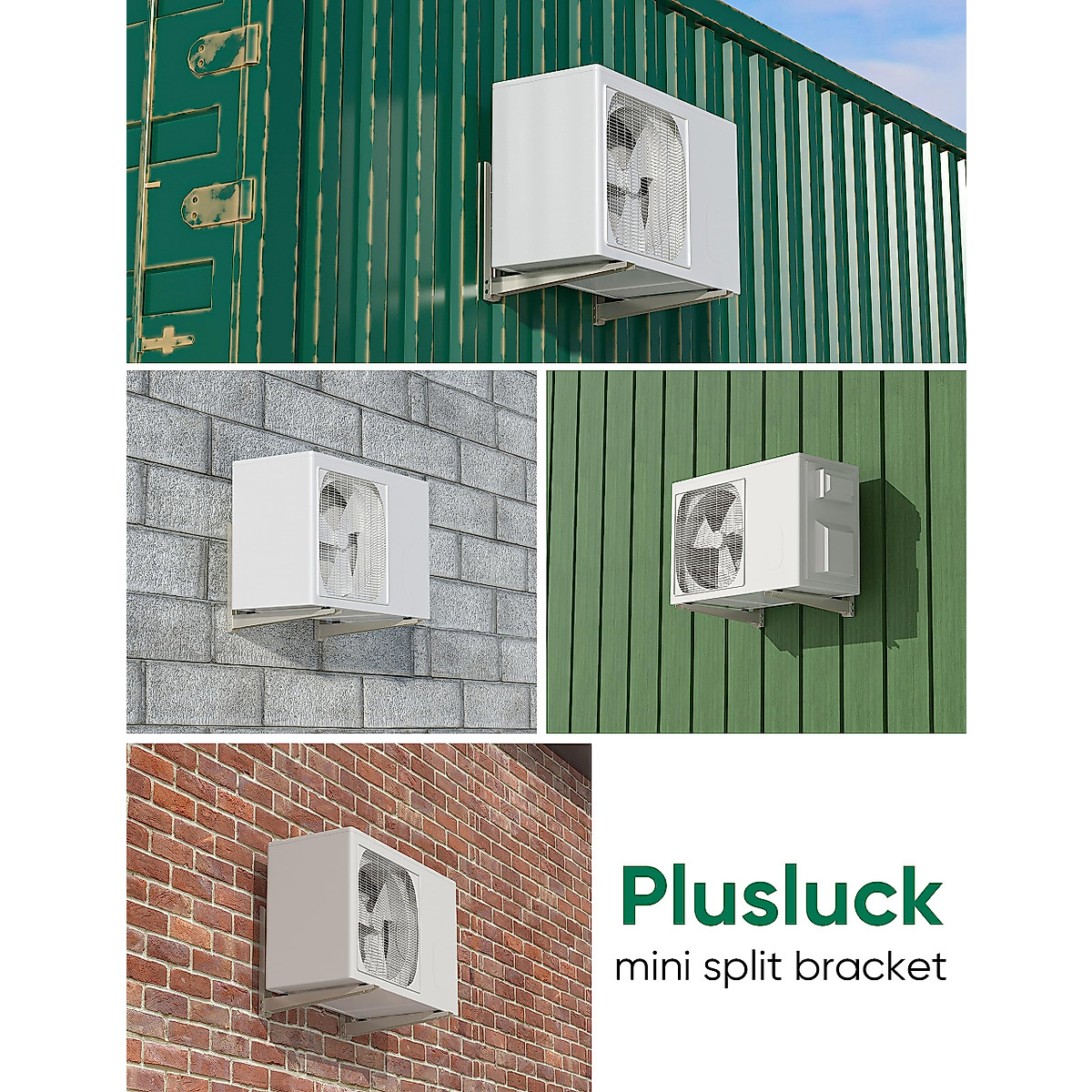 Plusluck Mini Split Wall Mounting Bracket, for 7000-12000 BTU, Support up to 330 lbs, Mini Split Bracket Outdoor, Air Conditioner Universal and Heat Pump Systems