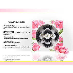 HICOCU 25mm Lashes Mink 3 Pairs False Eyelashes Dramatic Look lashes 25mm Set Pack 3D Lashes Long Volume Mink Eyelashes(WYS-SHD-3)