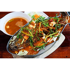 Shabu Hot Pot Fish Plate Shape Aluminum Thai Style Asian Street Food