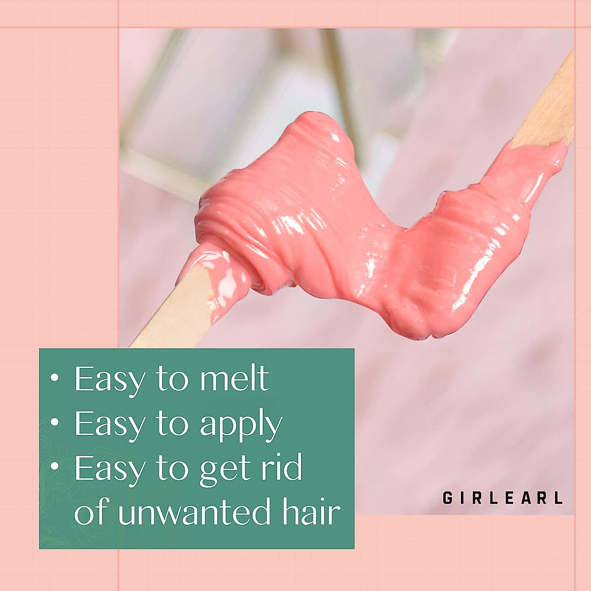 Hard Wax Beads, GIRLEARLE 1lb Wax Beans for Hair Removal Sensitive Skin with Rose Formula, Perfect for Full Body, Facial, Brazilian Bikini, and Legs at Home Wax Refill for Women Men (pink)