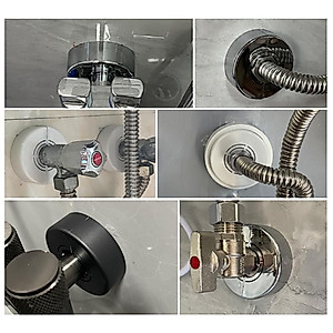 cuttable Wall Split Flange, Split ABS Lightweight Escutcheon Cover Plate,Chrome,for 21/26/33mm(0.8/1.0/1.2in) Copper, PEX Pipe (Tall 10mm Black)