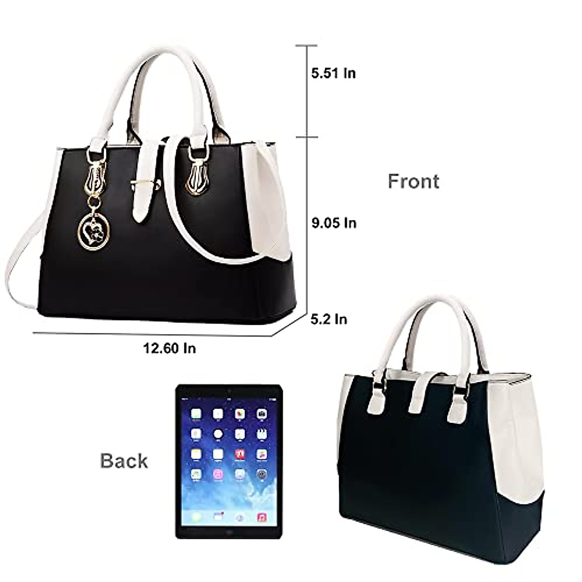 Handbags and Purses for Women, PU Leather Crossbody purse, Top Handle Satchel Bags for women, Tote Bag for Ladies (Black)