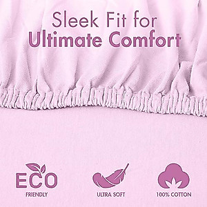 Homes Perception - 3-Piece Jersey Bed Sheets - Twin Size - Jersey Knit Sheet Set – Breathable & Soft Cotton Jersey Sheets - Includes Flat Sheet, Jersey Fitted Bed Sheet, & 1 Pillowcase, Pink