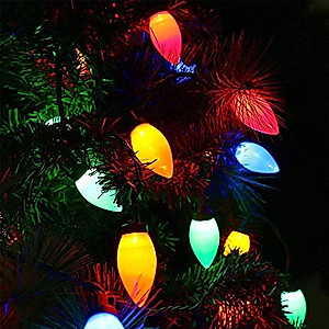 C9 Bulbs - 33ft 50LEDs Christmas String Lights with 29V Safe Adaptor, 5 Sets Connectable,UL Certified Outdoor Indoor Fairy Lights for Christmas Tree Party Garden Decorations