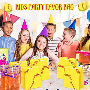 Leinuosen 30 Pieces Softball Party Treat Bags Softball Goodie Favor Treat Bags Softball Theme Goody Bags for Sport Softball Theme Birthday Party Decorations Supplies