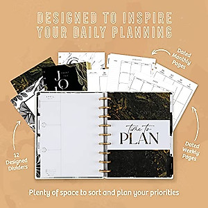 Happy Planner 2023 Daily Planner and Calendar, 12-Month Daily, Weekly, and Monthly Planner, Jan. 2023–Dec. 2023, Vertical Layout, Gold & Black Theme, Classic Size, 7 Inches by 9 1/4 Inches