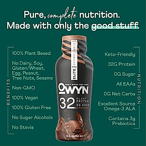 OWYN Only What You Need Pro Elite Vegan High Protein Keto Shake, 32g Protein, 9 Amino Acids, Omega-3, Prebiotics, Workout and Recovery, 0g Net Carbs, Zero Sugar (Variety, 12 Fl Oz (Pack of 12))