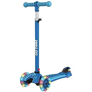 Gotrax KS1 Kids Kick Scooter, LED Lighted Wheels and 3 Adjustable Height Handlebars, Lean-to-Steer & Widen Anti-Slip Deck, 3 Wheel Scooter for Boys & Girls Ages 2-8 and up to 100 Lbs (Blue)