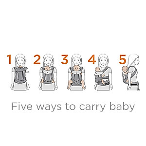 Contours Baby Carrier Newborn to Toddler |Cocoon 5 Position Convertible Easy-to-Use Baby Wrap Carrier with Pockets for Men and Women, Newborn, Face in, Face Out, Back & Hip (8-33 lbs) - Lunar Gray