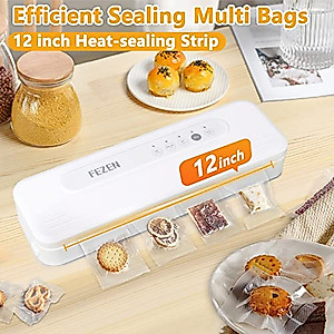 FEZEN Vacuum Sealer Machine, Automatic Food Sealer, Vacuum sealers bags for food Air Sealing System, 4 Food Modes, Dry&Wet&Soft&Delicate with Starter Kit, Compact Design
