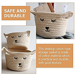 Homoyoyo Woven Baskets Nursery Organizer Storage Towel Organizing Pillows Shower Toys Books Baskets Living Baby Woven Cotton Laundry Throws Basket Small Cat Hamper Bins for Room in with Woven Basket