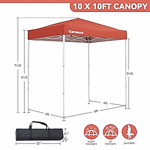 Gardesol 6'x4' E-Z Pop Up Outdoor Portable Canopy Tent with Carry Bag and White Frame, UV-Protected - Red