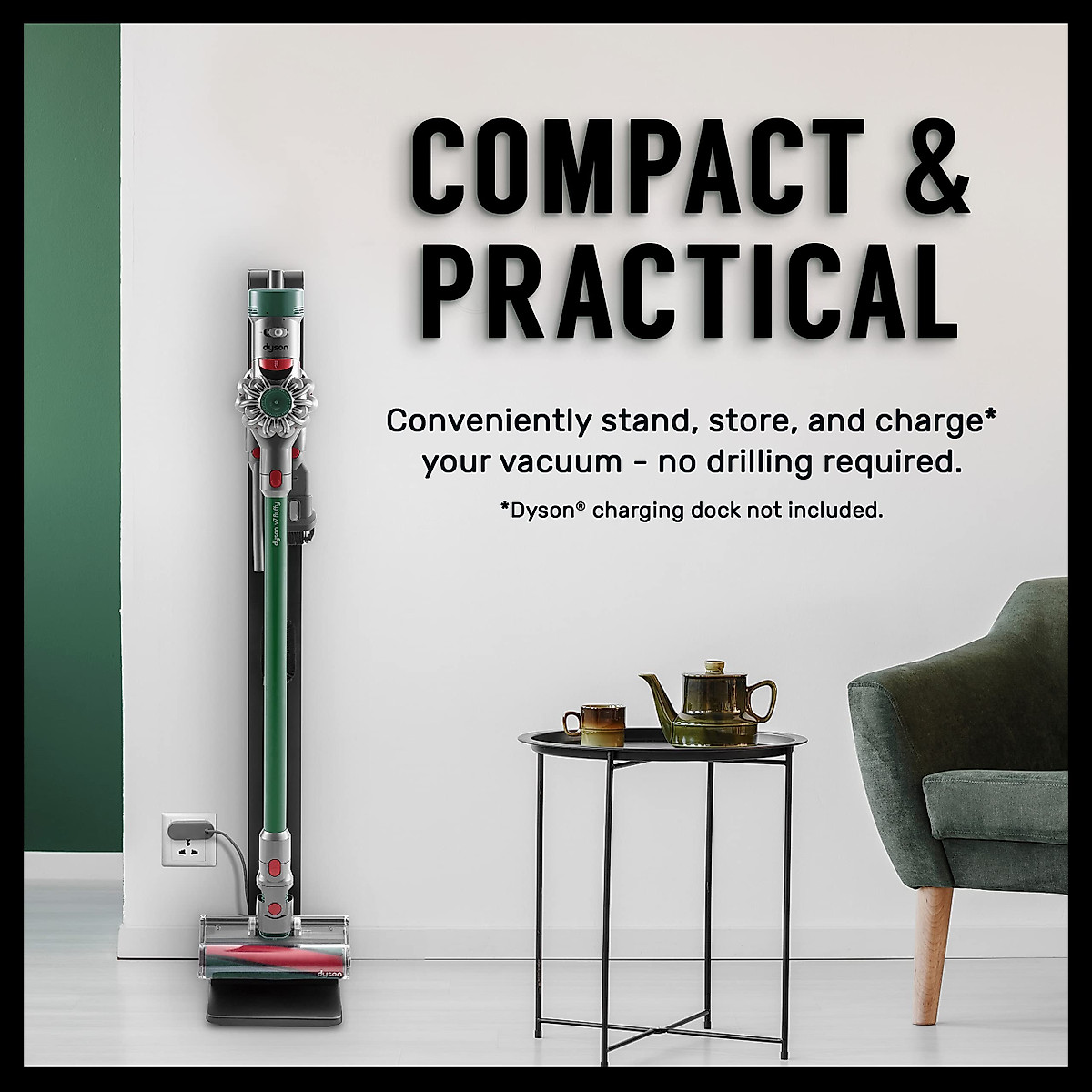 TechOrbits Docking Station Organizer - Vacuum Stand and Attachment Holder, Compatible with Cordless Dyson Vacuum Cleaner V12, V11, V10, V8 and V7 Models & Accessories