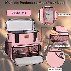 IAVEYG Coffee Maker Travel Bag Compatible with Keurig K-Mini or K-Mini Plus,Single Serve Coffee Brewer Portable Storage Bag with Multiple Pockets for K-Cup Pods,Storage Bag With Shoulder Strap (Pink)