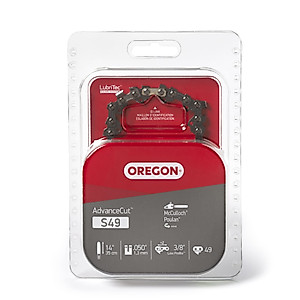 Oregon S49 AdvanceCut Replacement Chainsaw Chain for 14-Inch Guide Bar, 49 Drive Links, Pitch: 3/8" Low Vibration, .050" Gauge, Fits Craftsman, Poulan, and More
