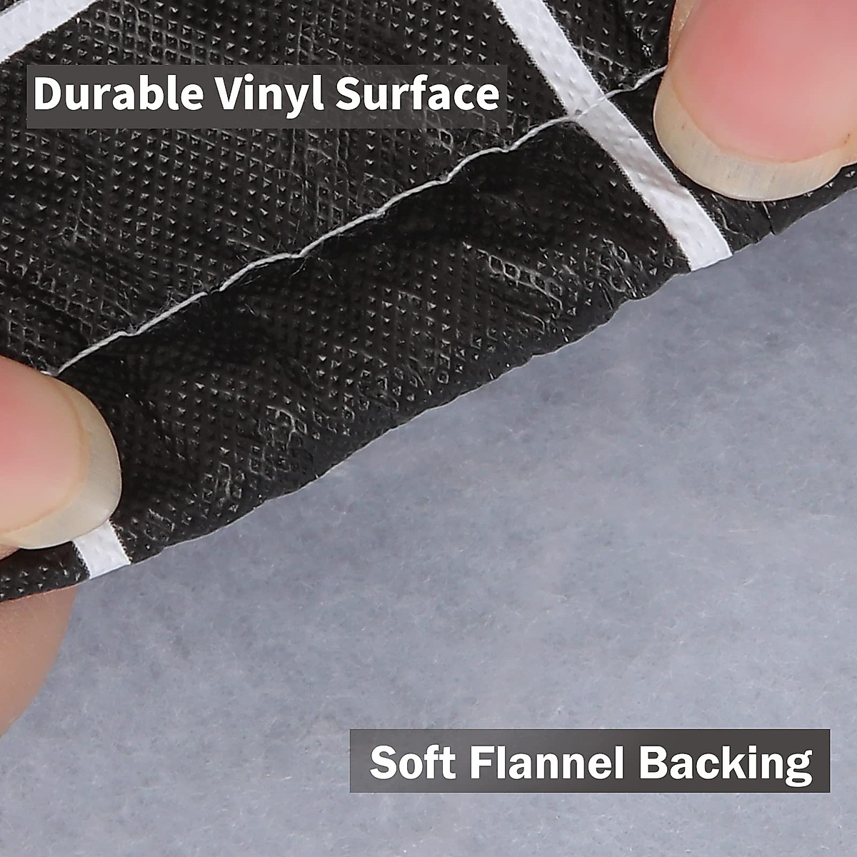 Spotjoy Rectangle Vinyl Table Cloth, Elastic Fitted Flannel Backed Plastic Table Covers for 6 Foot Folding Tables, Waterproof for Picnic, Camping, Indoor and Outdoor (Black, 30 x 72 inch)