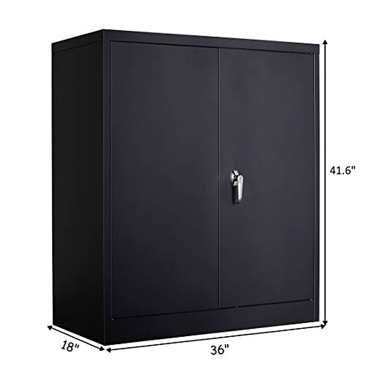 GREATMEET Metal Storage Cabinet with Lockable Doors and 2 Adjustable Shelves,Locking Steel Counter Cabinet for Home Office 120lbs Capacity per Shelf 41.6" H x 36" W x 18" D (Black)