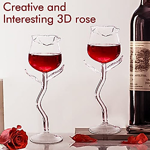 INFTYLE [Gift Set] Rose Cocktail Glass Wine Goblet Glasses Flower Drinkware Set of 2, Crystal Champagne Flutes Classy Red Wine Glass, Ideal Gifts for Housewarming, Wedding, Birthday Celebrations