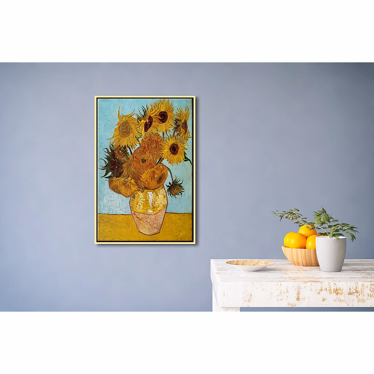 Wieco Art Framed Canvas Wall Art Size L Sunflower by Vincent Van Gogh Oil Paintings Reproduction Abstract Wall Decorations for Living Room Golden Frame Home Decorations