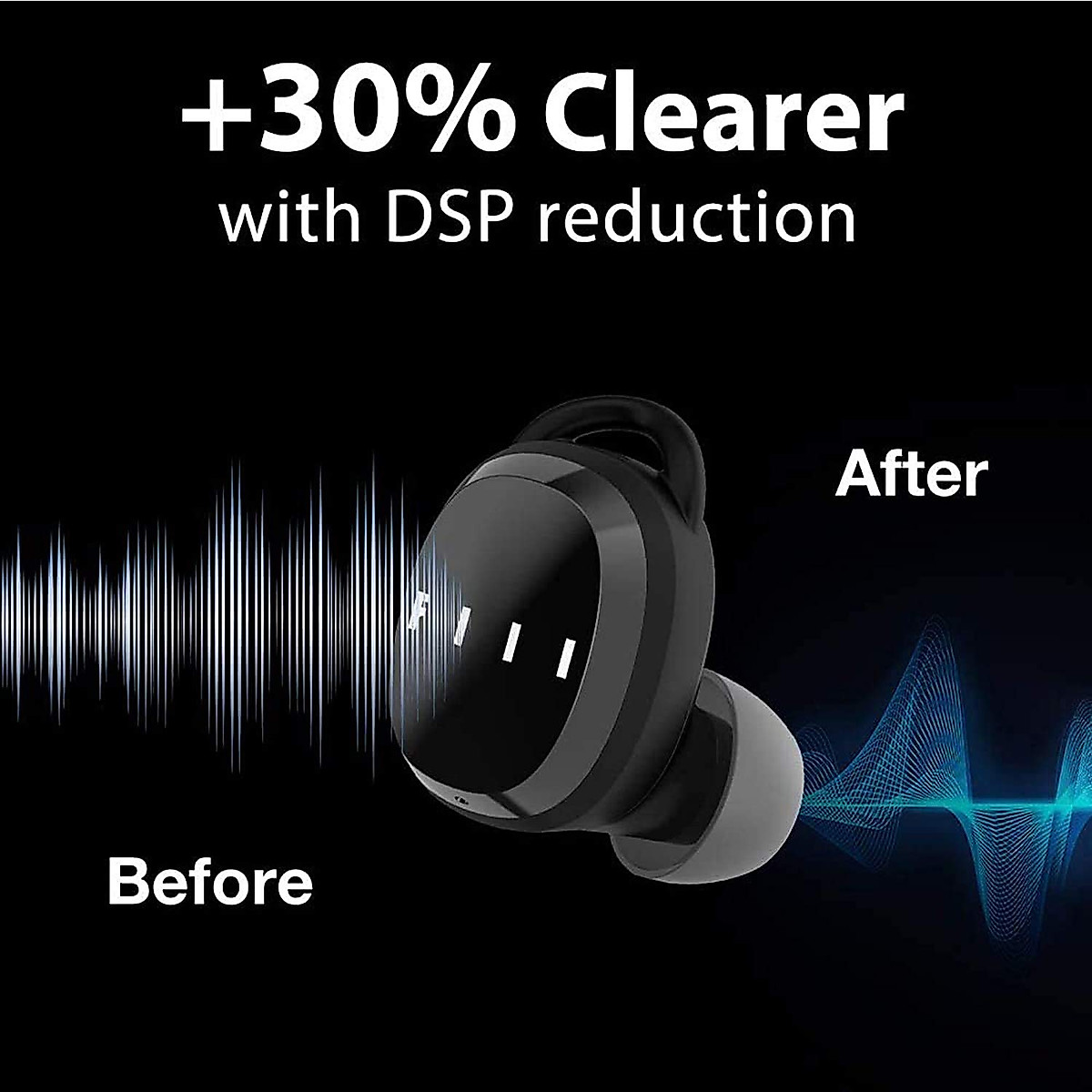 FIIL T1X TWS True Wireless Earbuds - Bluetooth 5.0, HiFi Stereo Bass, Noise-Cancelling, Sweatproof, Black