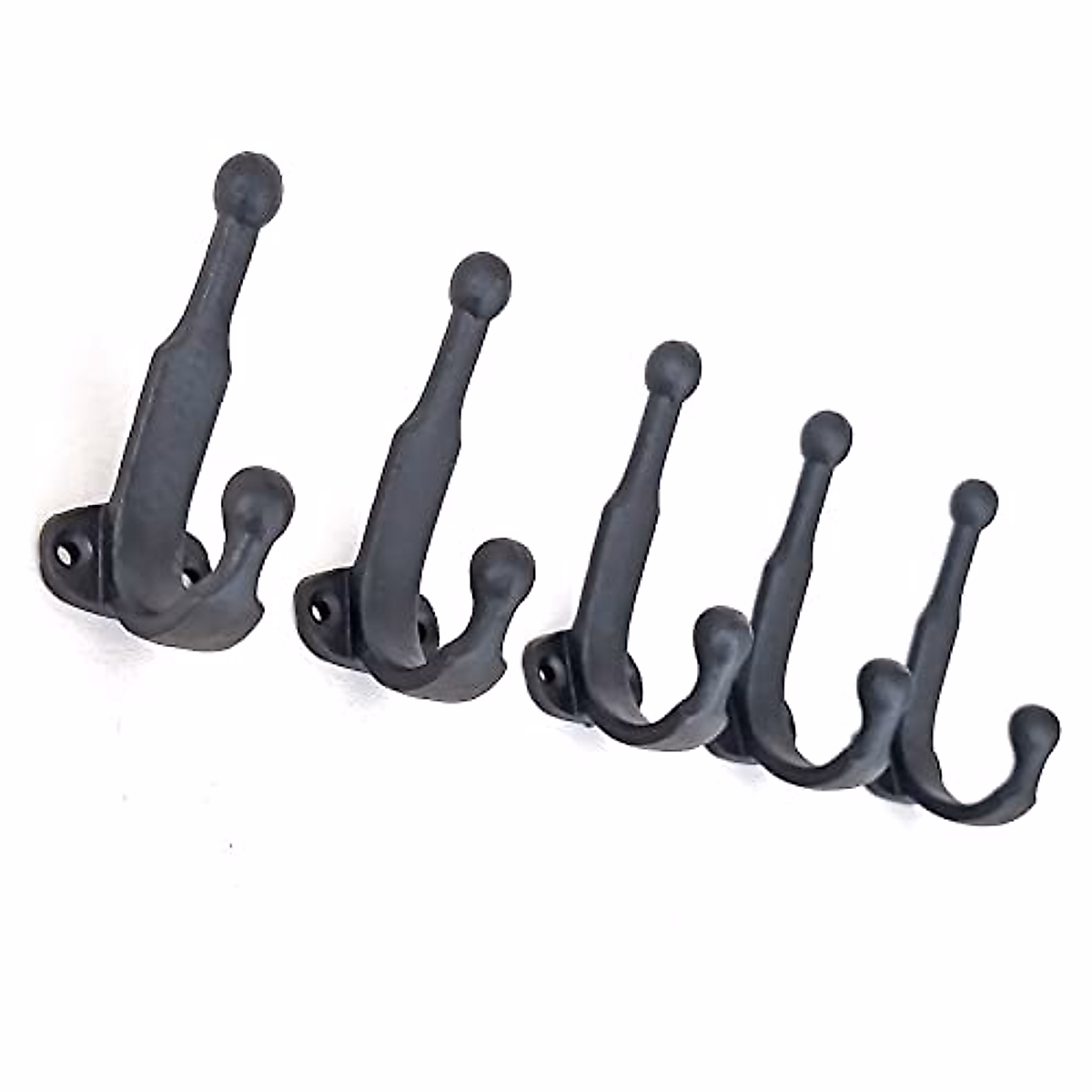 Vintage Cast Iron Wall Hooks - 5-Pack for Stylish Storage