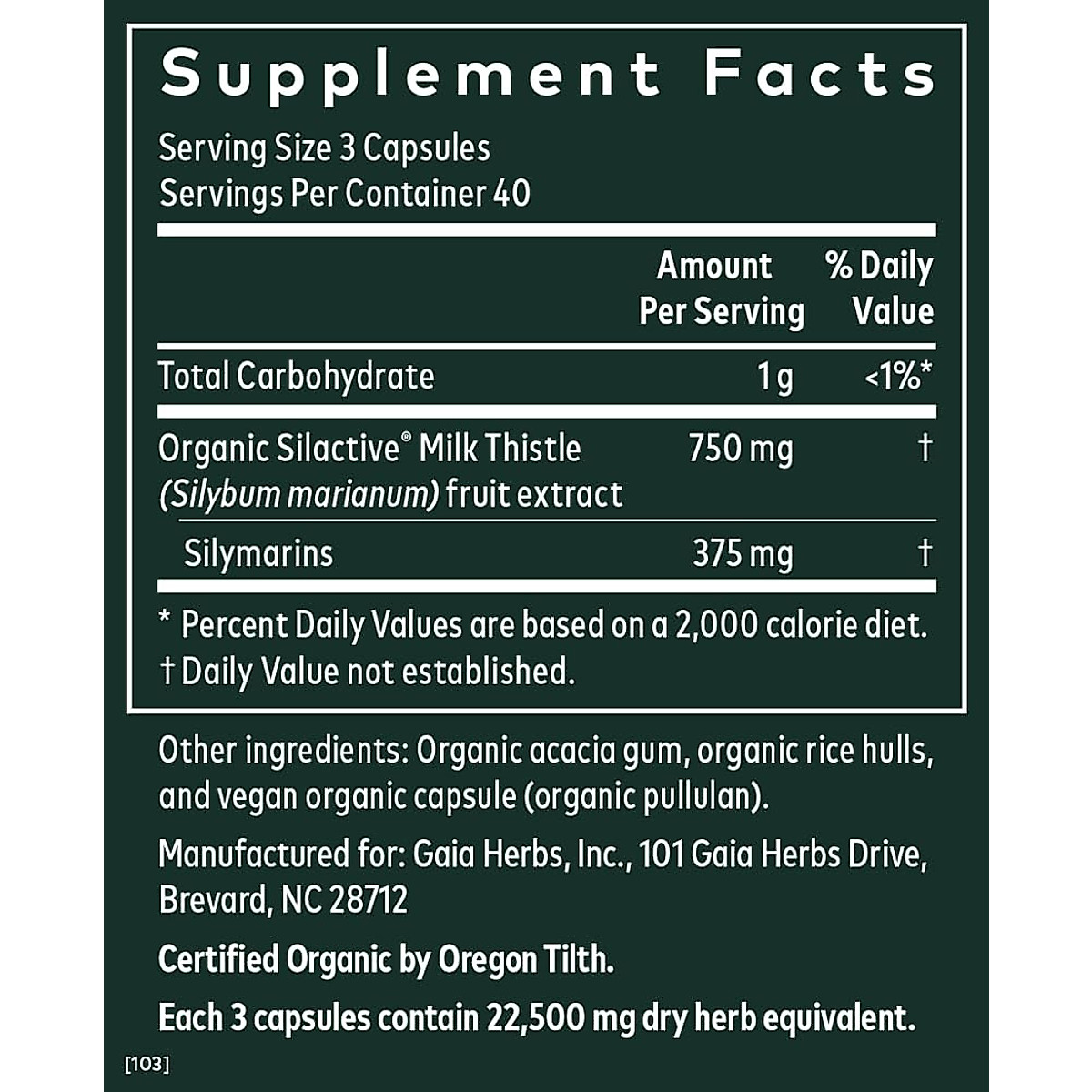 Gaia Herbs Milk Thistle - Liver Supplement & Cleanse Support for Maintaining Healthy Liver Function* - 120 Vegan Capsules (40-Day Supply)