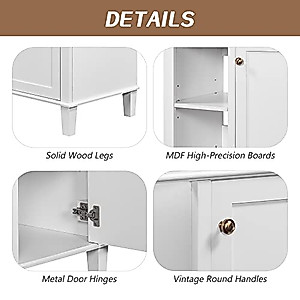 Goujxcy 30-inch Freestanding Bathroom Vanity Combo with White Ceramic Sink and Storage Cabinet Wooden Bath Cabinet Integrated Single Sink for Bathroom, Full Assembly Required (White-30'')