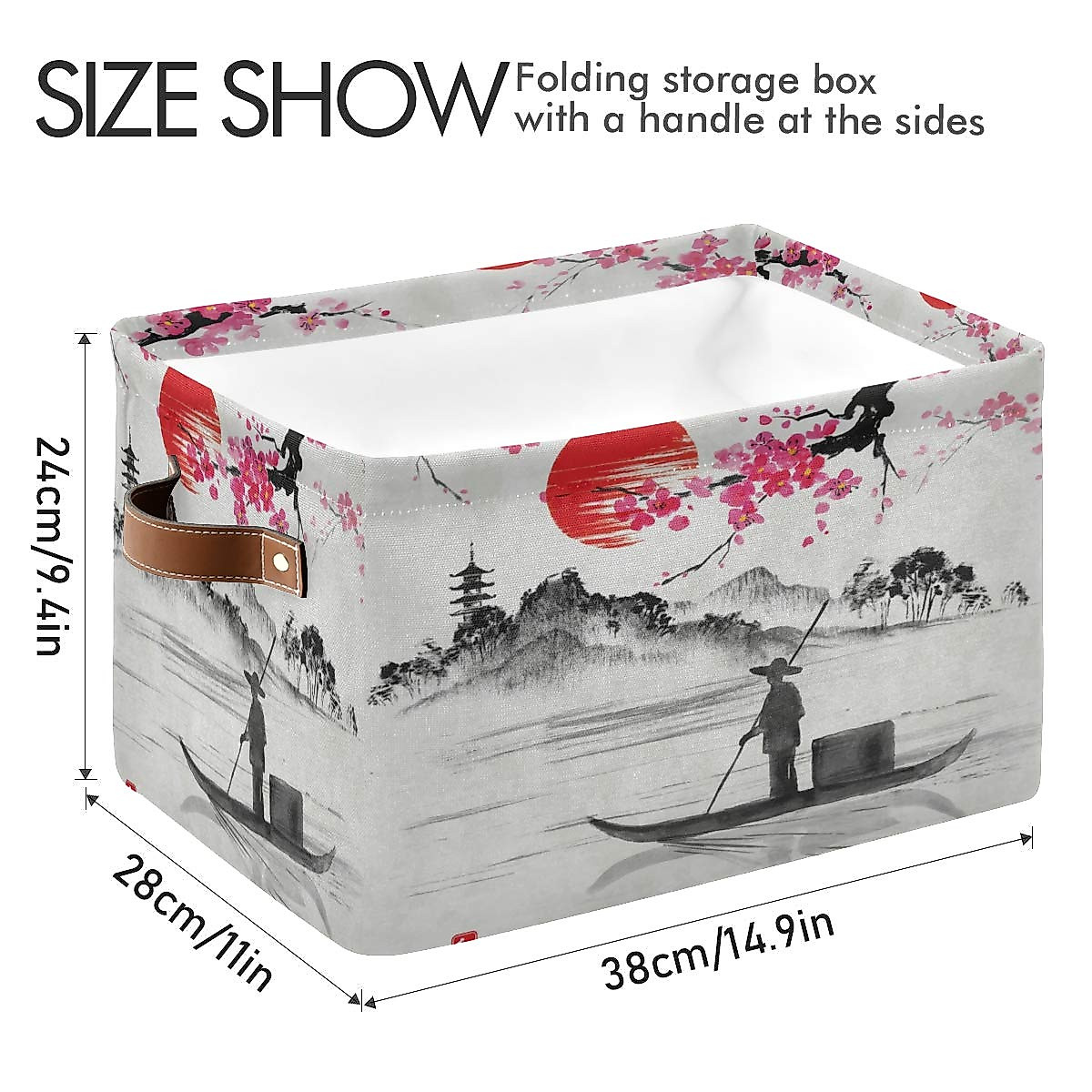 Storage Basket Cube Vintage Japanese Fisherman Large Collapsible Toys Storage Box Bin Laundry Organizer for Closet Shelf Nursery Kids Bedroom,15x11x9.5 in,1 Pack