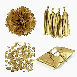 UNIQOOO 40 Sheets Premium Metallic Gold Tissue Gift Wrap Paper Bulk - Perfect Gold Tissue Paper for Gift Bags, Wedding, Party and DIY Crafts - Recyclable Gift Wrapping Accessory, 20X 26