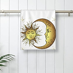 Hand Towels Boho Style Sun Moon Stars Fingertip Towel for Home Kitchen Swim Spa 12 X 27.5 Inches