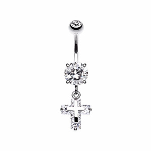 Cross on Cross Sparkle WildKlass Belly Button Ring