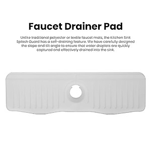 nerhemg Easy Installation Faucet Drain Pad Kitchen Sink Splash Guard Durable Silicone for Clean Organized Water Droplet White S